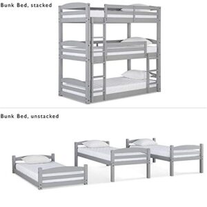 Dorel Living Sierra Triple Floor Wooden Bunk Bed in Gray - Set Up As Triple Bunk Bed/Bunk Bed/Daybed