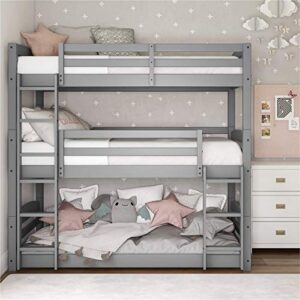 Dorel Living Sierra Triple Floor Wooden Bunk Bed in Gray - Set Up As Triple Bunk Bed/Bunk Bed/Daybed