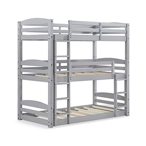 Dorel Living Sierra Triple Floor Wooden Bunk Bed in Gray - Set Up As Triple Bunk Bed/Bunk Bed/Daybed