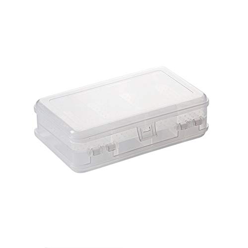 AKOAK 1 Pack Double Compartment Portable Jewelry Box Plastic Transparent Earrings Storage Box 10 Grid Mini Storage Box (White)