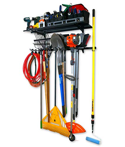 StoreYourBoard Tool Pro Essential Garage Rack, Equipment Organizer, Wall Mount Hanger With Overhead Shelf