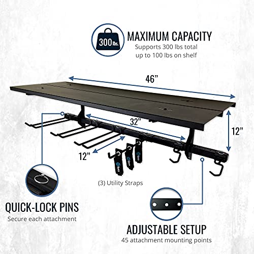 StoreYourBoard Tool Pro Essential Garage Rack, Equipment Organizer, Wall Mount Hanger With Overhead Shelf