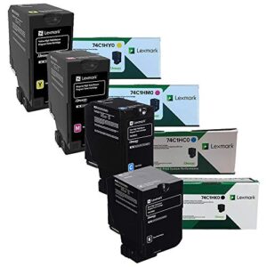 lexmark 74c1hk0, 74c1hc0, 74c1hm0, 74c1hy0 high yield toner set (bk 20,000 / cmy 12,000)