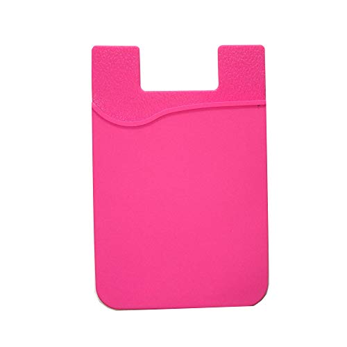 Yoodelife Phone Card Holder Sockets, Silicone Adhesive Stick-on ID Credit Card Wallet Phone Case Pouch Sleeve Pocket for Most of Smartphones (Hot Pink)