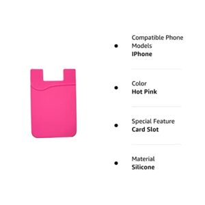 Yoodelife Phone Card Holder Sockets, Silicone Adhesive Stick-on ID Credit Card Wallet Phone Case Pouch Sleeve Pocket for Most of Smartphones (Hot Pink)