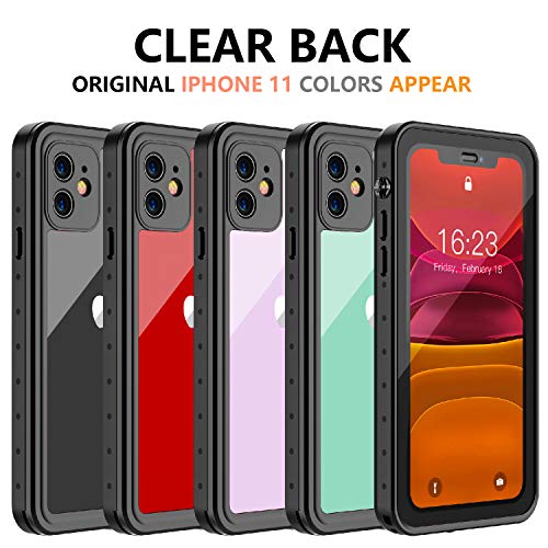 AMILIFECASES for iPhone 11 Case Waterproof,with Built in Screen Protector,Shockproof Dustproof Full Body Heavy Duty Protective Phone Case for iPhone 11 6.1 inches Black/Clear