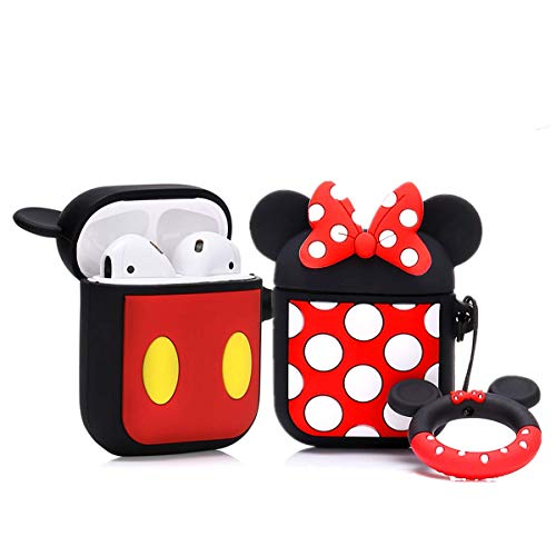 ZAHIUS Airpods Silicone Case Cool Cover Compatible for Apple Airpods 1&2 [Cartoon Series][Designed for Kids Girl and Boys](2Pack Minnie/Mickey)