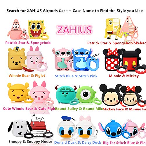 ZAHIUS Airpods Silicone Case Cool Cover Compatible for Apple Airpods 1&2 [Cartoon Series][Designed for Kids Girl and Boys](2Pack Minnie/Mickey)