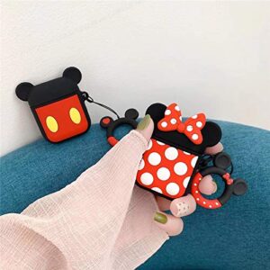 ZAHIUS Airpods Silicone Case Cool Cover Compatible for Apple Airpods 1&2 [Cartoon Series][Designed for Kids Girl and Boys](2Pack Minnie/Mickey)