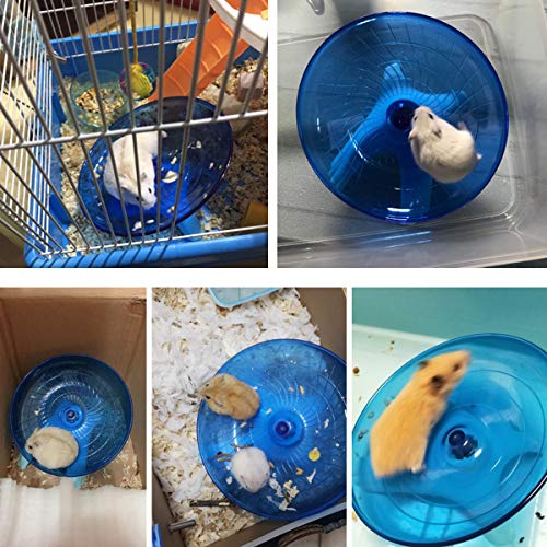 Wontee Hamster Flying Saucer Silent Running Exercise Wheel for Gerbil Rat Mouse Hedgehog Small Animals (Blue)