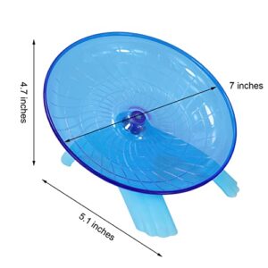 Wontee Hamster Flying Saucer Silent Running Exercise Wheel for Gerbil Rat Mouse Hedgehog Small Animals (Blue)