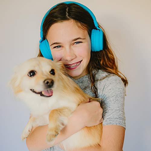 Puro Sound Labs PuroBasic Volume Limiting Wired Headphones for Kids, Boys, Girls 2+ Foldable & Adjustable Headband w/Microphone, Compatible with iPad, iPhone, Android, PC & Mac, Blue