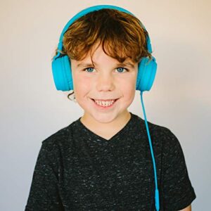 Puro Sound Labs PuroBasic Volume Limiting Wired Headphones for Kids, Boys, Girls 2+ Foldable & Adjustable Headband w/Microphone, Compatible with iPad, iPhone, Android, PC & Mac, Blue