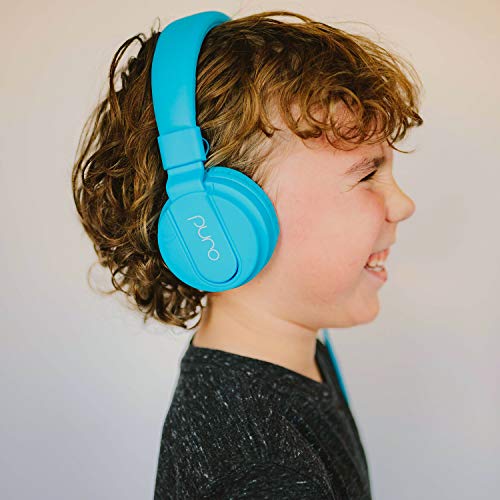 Puro Sound Labs PuroBasic Volume Limiting Wired Headphones for Kids, Boys, Girls 2+ Foldable & Adjustable Headband w/Microphone, Compatible with iPad, iPhone, Android, PC & Mac, Blue