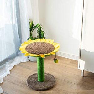 Catry Cat Tree – Nature Looking of Cat beds and Furniture All-in-1, Allure Cats Love to Lounge in and Lazily Recline While Playing with Cute Bees Toys and Scratching Post, Adjustable Sunflower