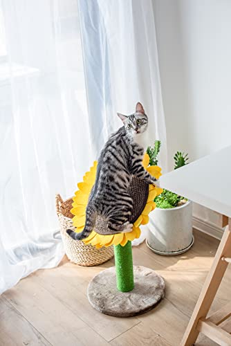 Catry Cat Tree – Nature Looking of Cat beds and Furniture All-in-1, Allure Cats Love to Lounge in and Lazily Recline While Playing with Cute Bees Toys and Scratching Post, Adjustable Sunflower