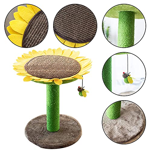 Catry Cat Tree – Nature Looking of Cat beds and Furniture All-in-1, Allure Cats Love to Lounge in and Lazily Recline While Playing with Cute Bees Toys and Scratching Post, Adjustable Sunflower