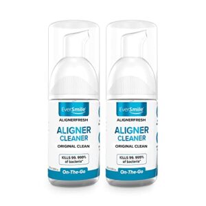 EverSmile AlignerFresh Original Clean - AlignerFresh Cleaning Foam for Invisalign & Clear Trays/Aligners. Cleans, Kills Bacteria, Whitens Teeth & Fights Bad Breath (2 Pack - 25 ml)