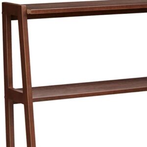 PJ Wood 5 Tier Bookshelf Ladder Shelf Bookcase with Storage Shelves, Multifunctional Storage Rack - Walnut