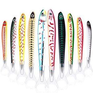 fish pen fishing black gel ink pen bulk kawaii novelty realistic fish ballpoint pen 0.7 mm for school office student kid gift fishing party favors (20 pieces)