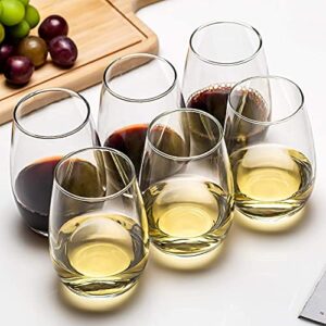 CZUMJJ Stemless Wine Glasses Set of 12 Clear Red White Wine Glass for Party, Wedding, Anniversary - 13 Oz