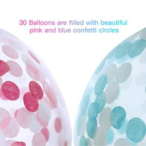 60 Pieces 12 Inch Gender Reveal Pink Blue Balloons Confetti Balloons Pastel Balloons for Wedding Baby Shower Birthday Party Supplies