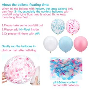 60 Pieces 12 Inch Gender Reveal Pink Blue Balloons Confetti Balloons Pastel Balloons for Wedding Baby Shower Birthday Party Supplies