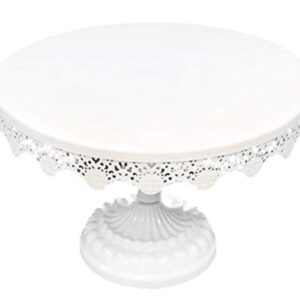 10 Inch Metal Lace Cake Stand Round Cupcake Stands Metal Dessert Display (white)