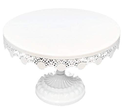 10 Inch Metal Lace Cake Stand Round Cupcake Stands Metal Dessert Display (white)