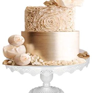 10 Inch Metal Lace Cake Stand Round Cupcake Stands Metal Dessert Display (white)