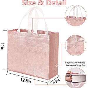 Set of 12 Stylish Reusable Shopping Bag, Glossy Glitter Reusable Grocery Bag with Handle, Non-Woven Fashionable Bag, Gift Tote Bags for Women Groceries Wedding bridesmaid Birthday Party