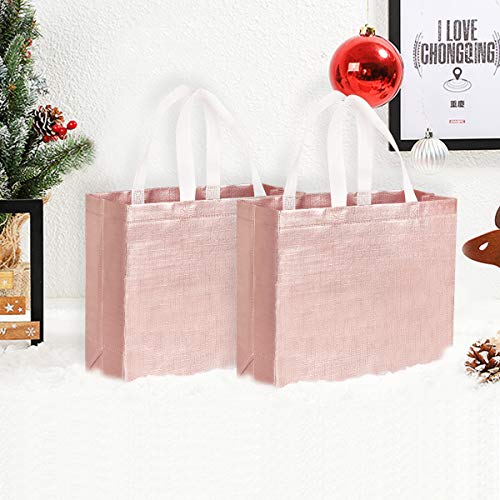 Set of 12 Stylish Reusable Shopping Bag, Glossy Glitter Reusable Grocery Bag with Handle, Non-Woven Fashionable Bag, Gift Tote Bags for Women Groceries Wedding bridesmaid Birthday Party