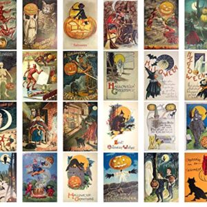 Pixiluv SCARY HALLOWEEN 24 Postcards Notecards Scary Pumpkin Black Cat Witch and Imp Vintage Greeting Cards