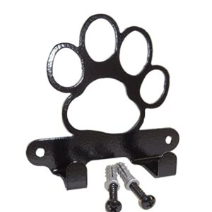 Dog Leash Hook Hanger. Dog Paw. Gloss Black Color. Made in USA. Solid Steel. Screws Included.