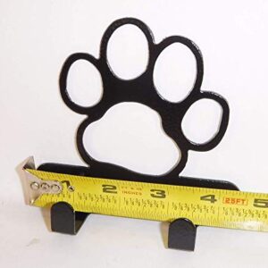 Dog Leash Hook Hanger. Dog Paw. Gloss Black Color. Made in USA. Solid Steel. Screws Included.