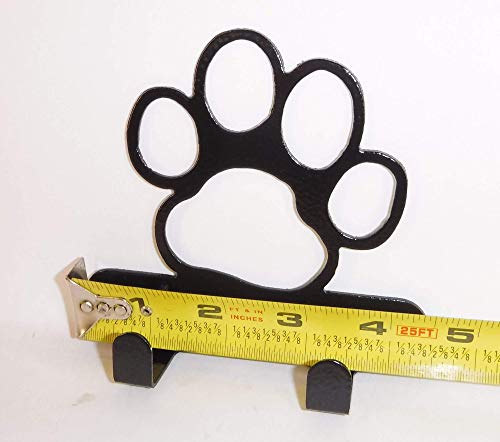 Dog Leash Hook Hanger. Dog Paw. Gloss Black Color. Made in USA. Solid Steel. Screws Included.