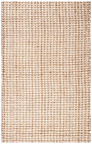 SAFAVIEH Natural Fiber Collection 6' x 9' Ivory NF186A Handmade Boho Farmhouse Woven Jute Area Rug