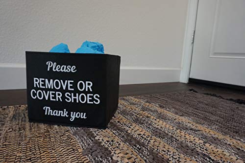 RE GOODS Shoe Covers Box - Real Estate Agent Supplies , Disposable Shoe Bootie Holder For Realtor Listings and Open Houses , Please Cover or Remove Shoes Bin , Shoe Bootie Basket