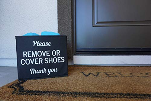 RE GOODS Shoe Covers Box - Real Estate Agent Supplies , Disposable Shoe Bootie Holder For Realtor Listings and Open Houses , Please Cover or Remove Shoes Bin , Shoe Bootie Basket