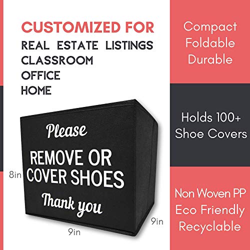 RE GOODS Shoe Covers Box - Real Estate Agent Supplies , Disposable Shoe Bootie Holder For Realtor Listings and Open Houses , Please Cover or Remove Shoes Bin , Shoe Bootie Basket