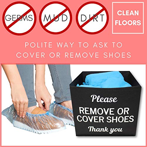 RE GOODS Shoe Covers Box - Real Estate Agent Supplies , Disposable Shoe Bootie Holder For Realtor Listings and Open Houses , Please Cover or Remove Shoes Bin , Shoe Bootie Basket