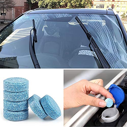 Blulu 60 Pieces Car Windshield Glass Concentrated Washer Tablets Windshield Washer Fluid Solid Car Effervescent Tablets Glass Solid Wiper Cleaning Tablets for Car Kitchen Window