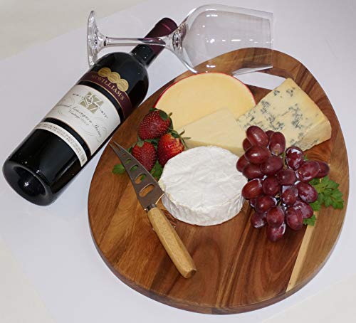 Large 16" x 12" Acacia Wood Charcuterie Board,Cheese Board and Knife Set in Gift box.Serving Platter,Grazing plate, reversible, Cutting Board, kitchen decor