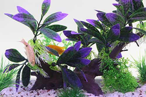 AQUA KT Aquarium Landscape Simulation Artificial Plant Purple, Plastic Plant for Fish Tank Decoration, Aquatic Water Plant, Fish Bowl Ornament