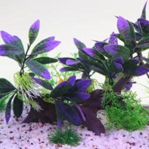 AQUA KT Aquarium Landscape Simulation Artificial Plant Purple, Plastic Plant for Fish Tank Decoration, Aquatic Water Plant, Fish Bowl Ornament