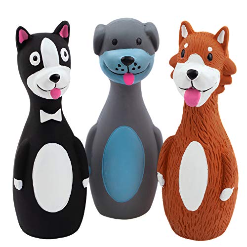 CHIWAVA 3 Pack 5.7 Inch Squeaky Latex Dog Toys Standing Stick Dog Dog Toy Puppy Fetch Interactive Play for Small Dogs