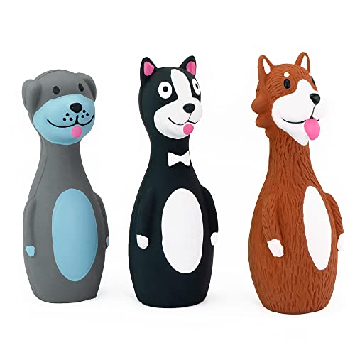 CHIWAVA 3 Pack 5.7 Inch Squeaky Latex Dog Toys Standing Stick Dog Dog Toy Puppy Fetch Interactive Play for Small Dogs