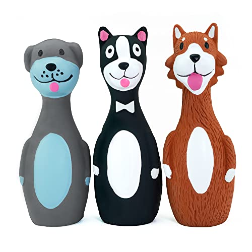 CHIWAVA 3 Pack 5.7 Inch Squeaky Latex Dog Toys Standing Stick Dog Dog Toy Puppy Fetch Interactive Play for Small Dogs