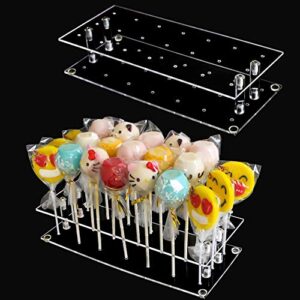 cake pop holder, 2-pack 21 hole clear acrylic cake pop stand display for weddings baby showers birthday parties anniversaries halloween candy decorative