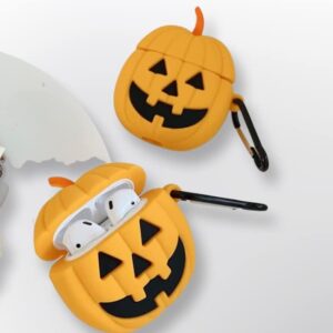 Airpods Case,New Pumpkin Lantern Case for Airpods 1&2, Airpods Accessories Shockproof Protective Premium Silicone Cover and Skin for Apple Airpods Charging Case